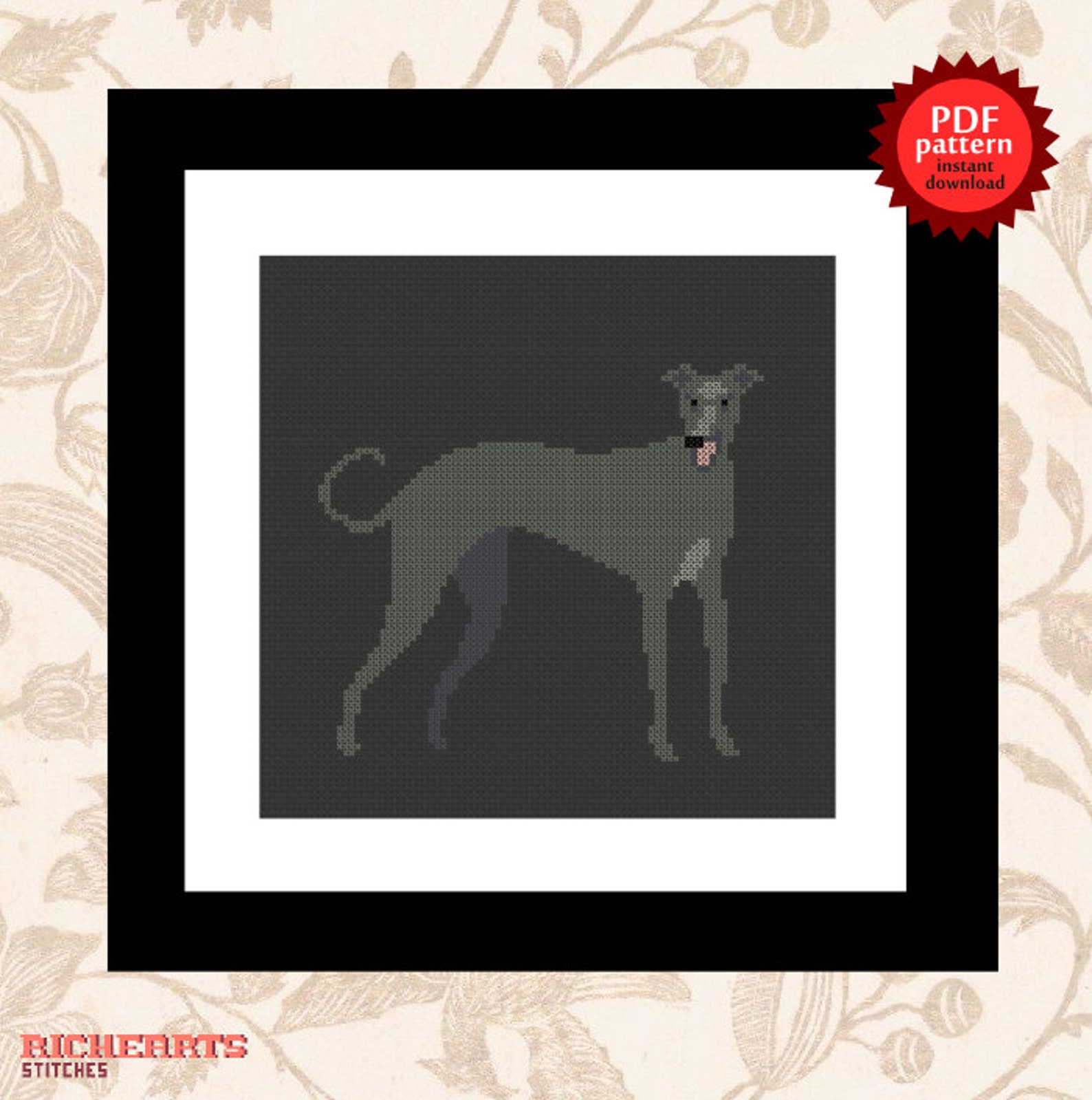 Happy Greyhound PDF Cross Stitch Pattern - Etsy