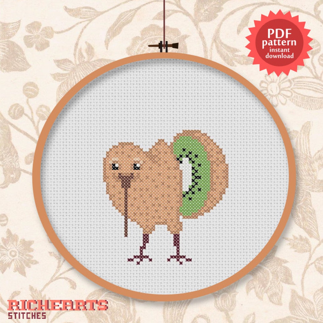Kawaii Kiwi Cutie PDF Cross Stitch Pattern - Kiwiana / New Zealand ...