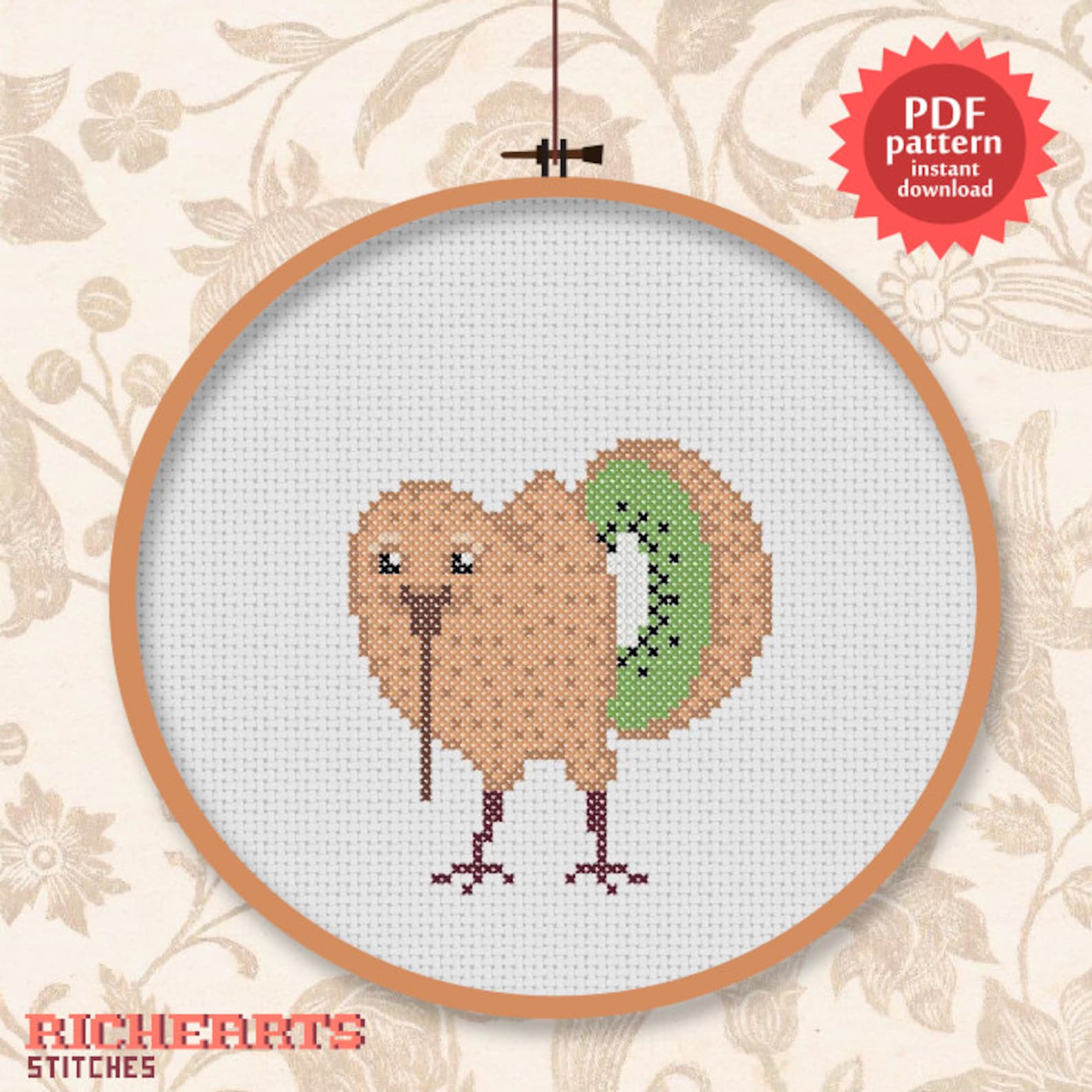 Kawaii Kiwi Cutie PDF Cross Stitch Pattern Kiwiana / New - Etsy