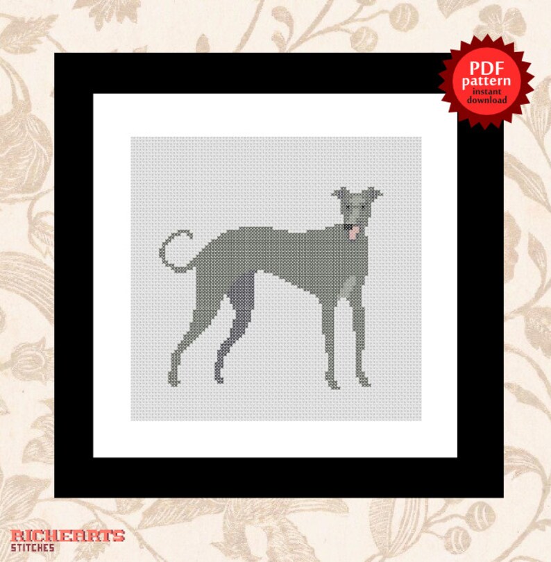 Happy Greyhound PDF Cross Stitch Pattern | Etsy