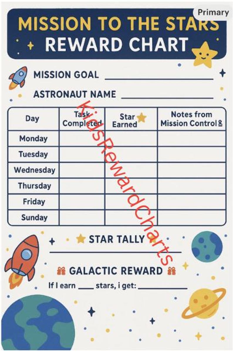 Space Themed Reward Chart - Etsy