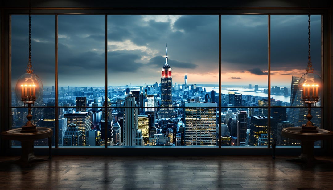 Sunset Over New York City – Empire State View on Tempered Glass Modern ...