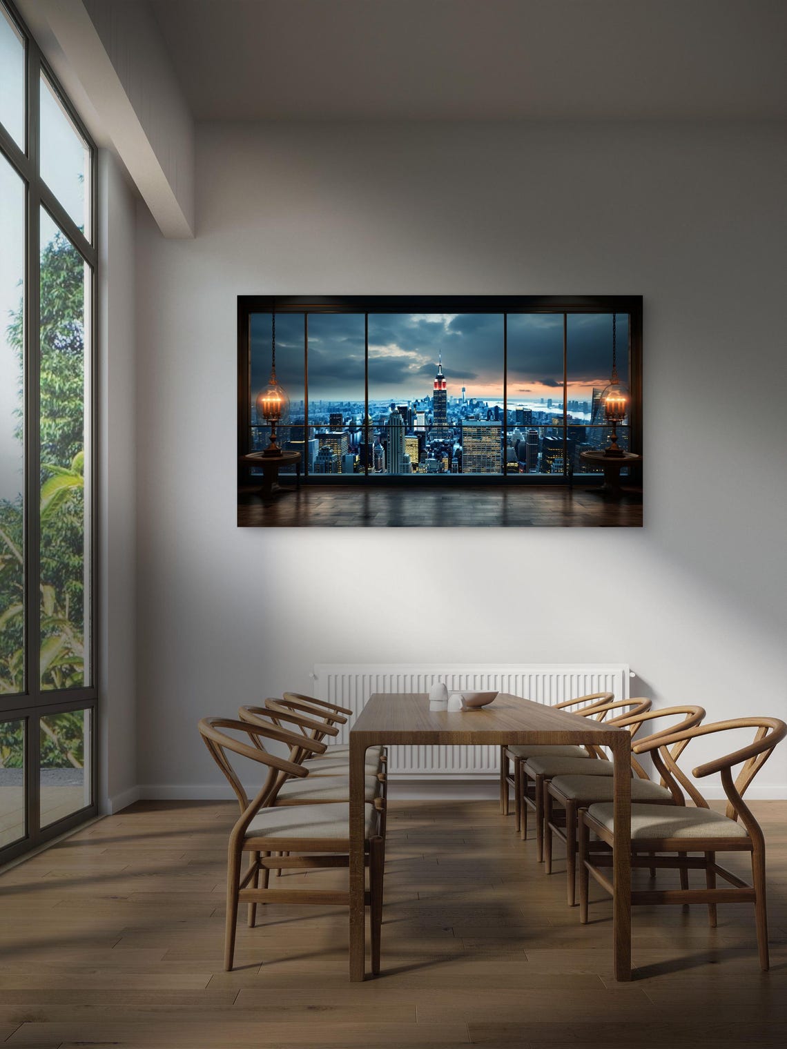 Sunset Over New York City – Empire State View on Tempered Glass Modern ...
