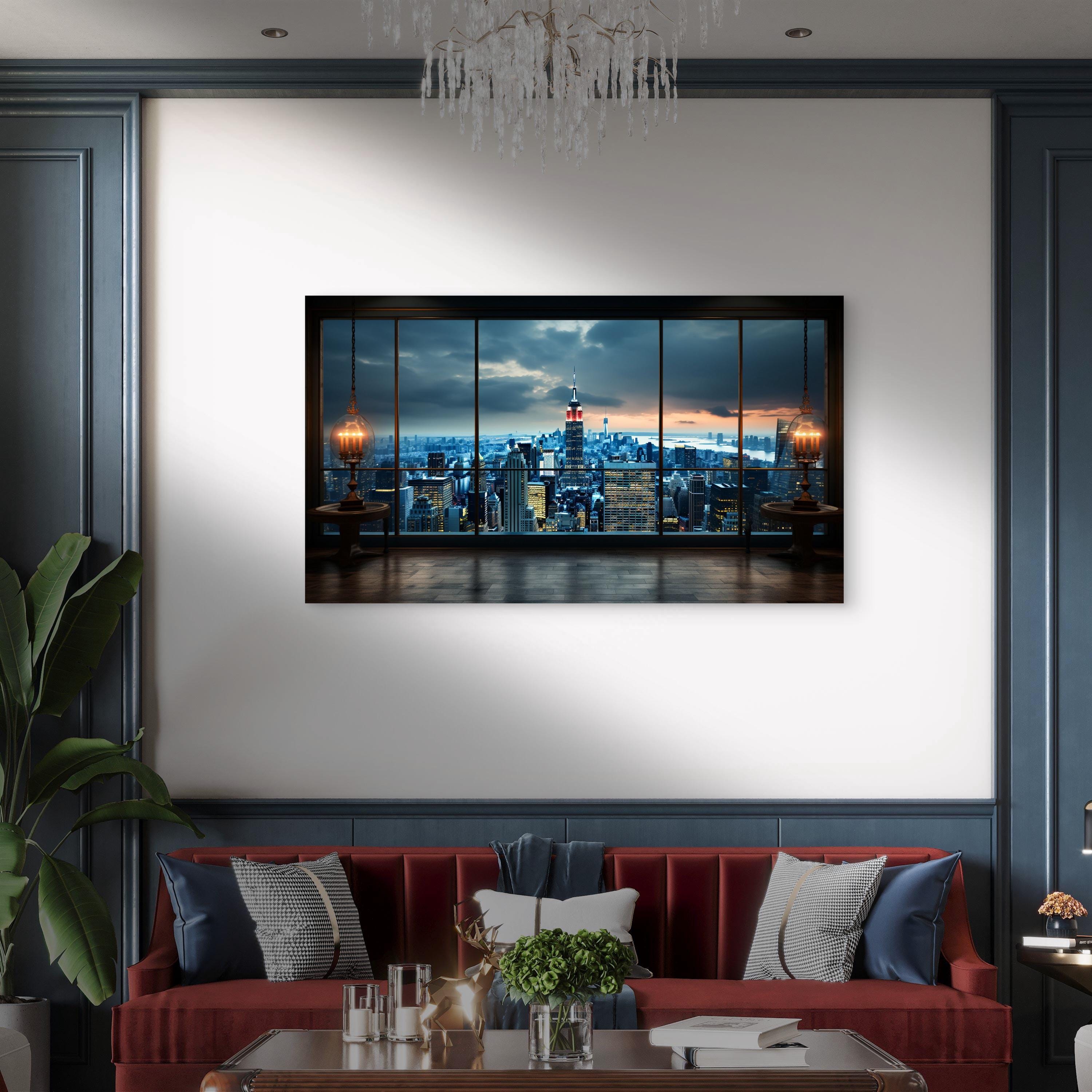 Sunset Over New York City – Empire State View on Tempered Glass Modern ...