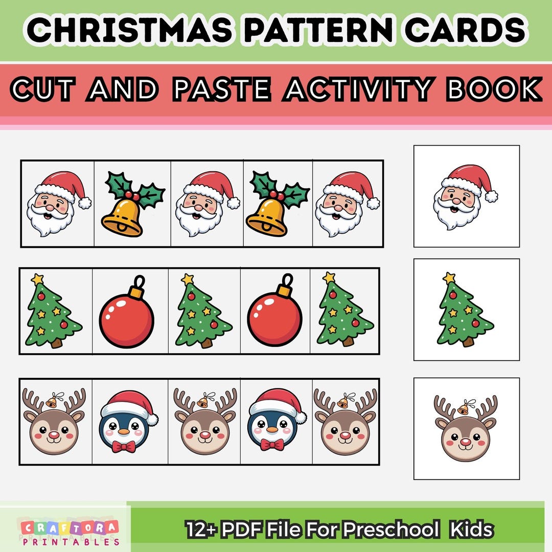 Winter Cut and Paste | Christmas Pattern Craft | Preschool Fine Motor ...