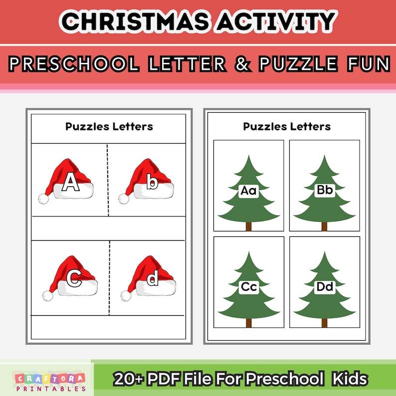 Christmas Alphabet Puzzles , Printable Letter Matching Worksheets for ...