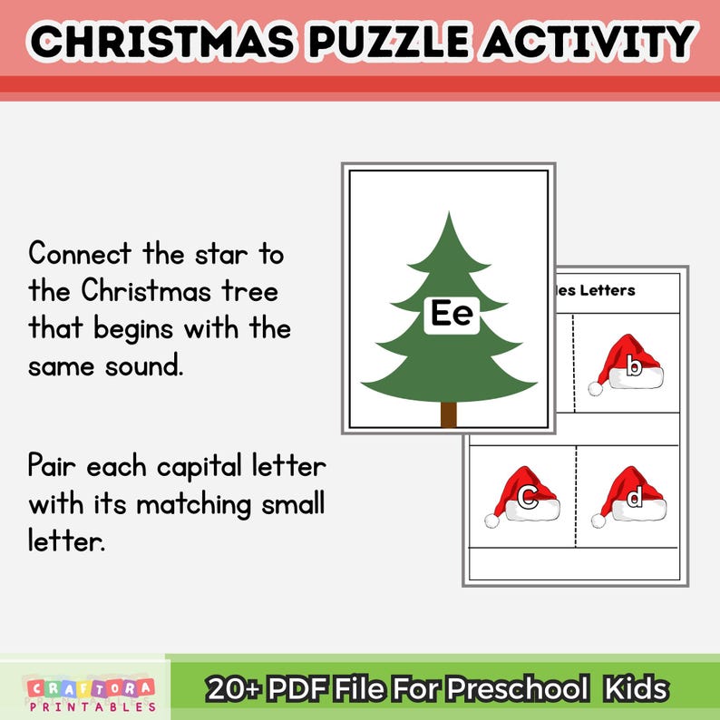 Christmas Alphabet Puzzles , Printable Letter Matching Worksheets for ...