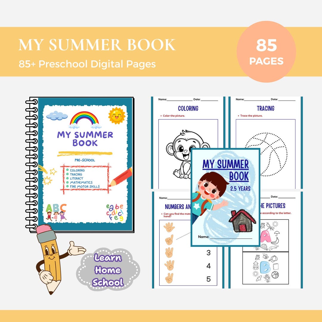 Summer Preschool Activity Pack Printable | Tracing, Counting, Coloring ...