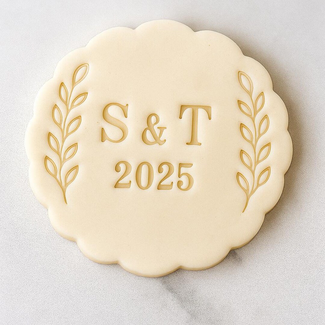 Personalized Wedding Date Cookie Cutter: Botanical Embossed Fondant ...