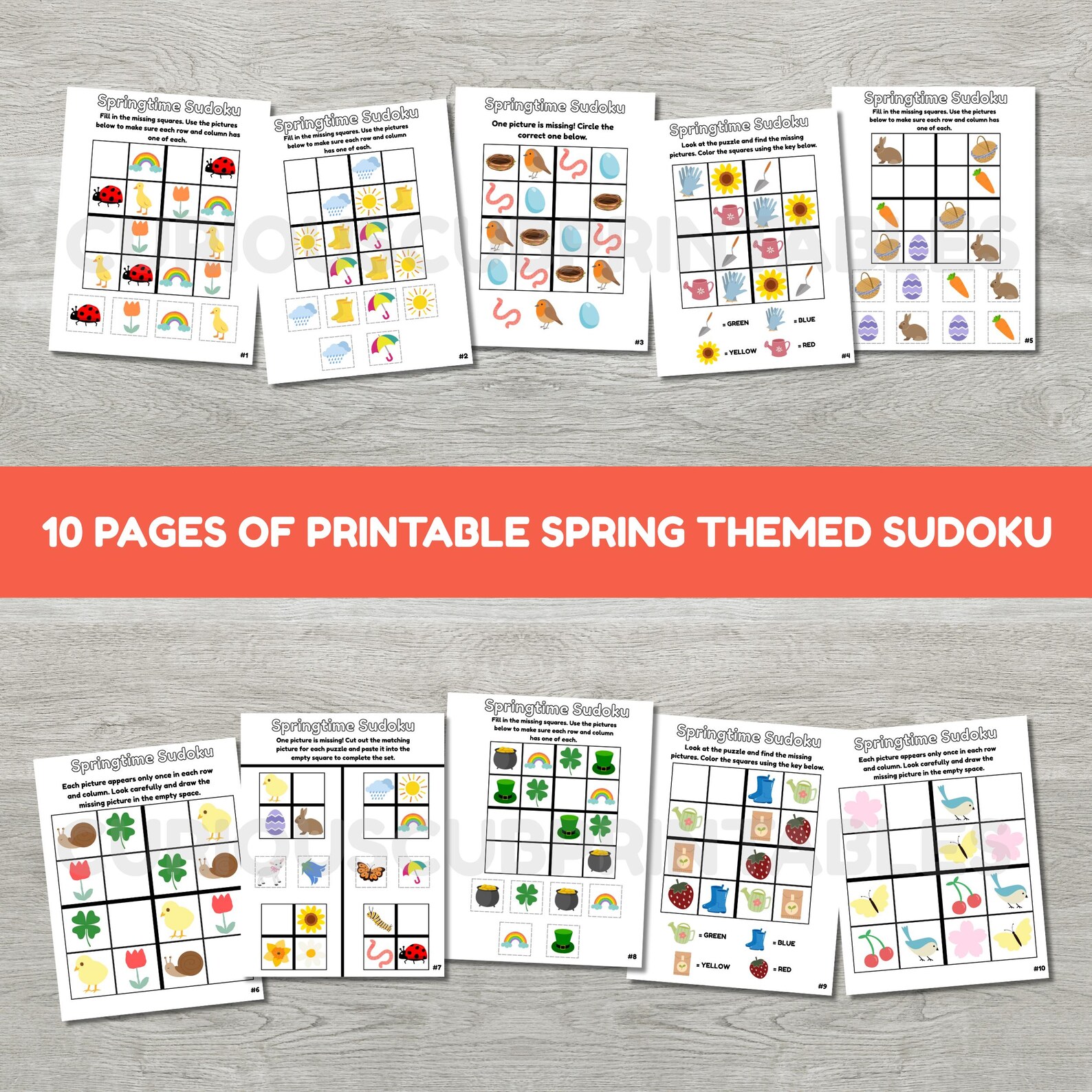 Spring Themed Sudoku Worksheets for Kids, Printable Preschool Logic ...