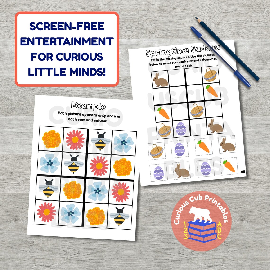 Spring Themed Sudoku Worksheets for Kids, Printable Preschool Logic ...