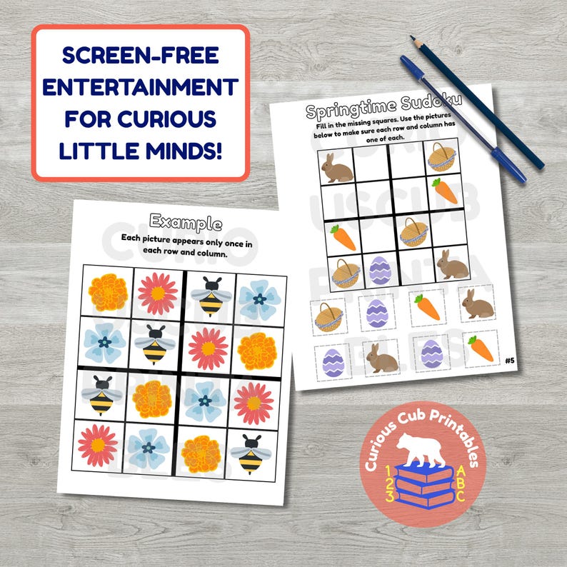Spring Themed Sudoku Worksheets for Kids, Printable Preschool Logic ...