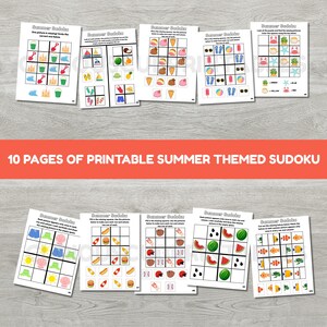 Summer Themed Sudoku Worksheets for Kids, Printable Preschool Logic ...