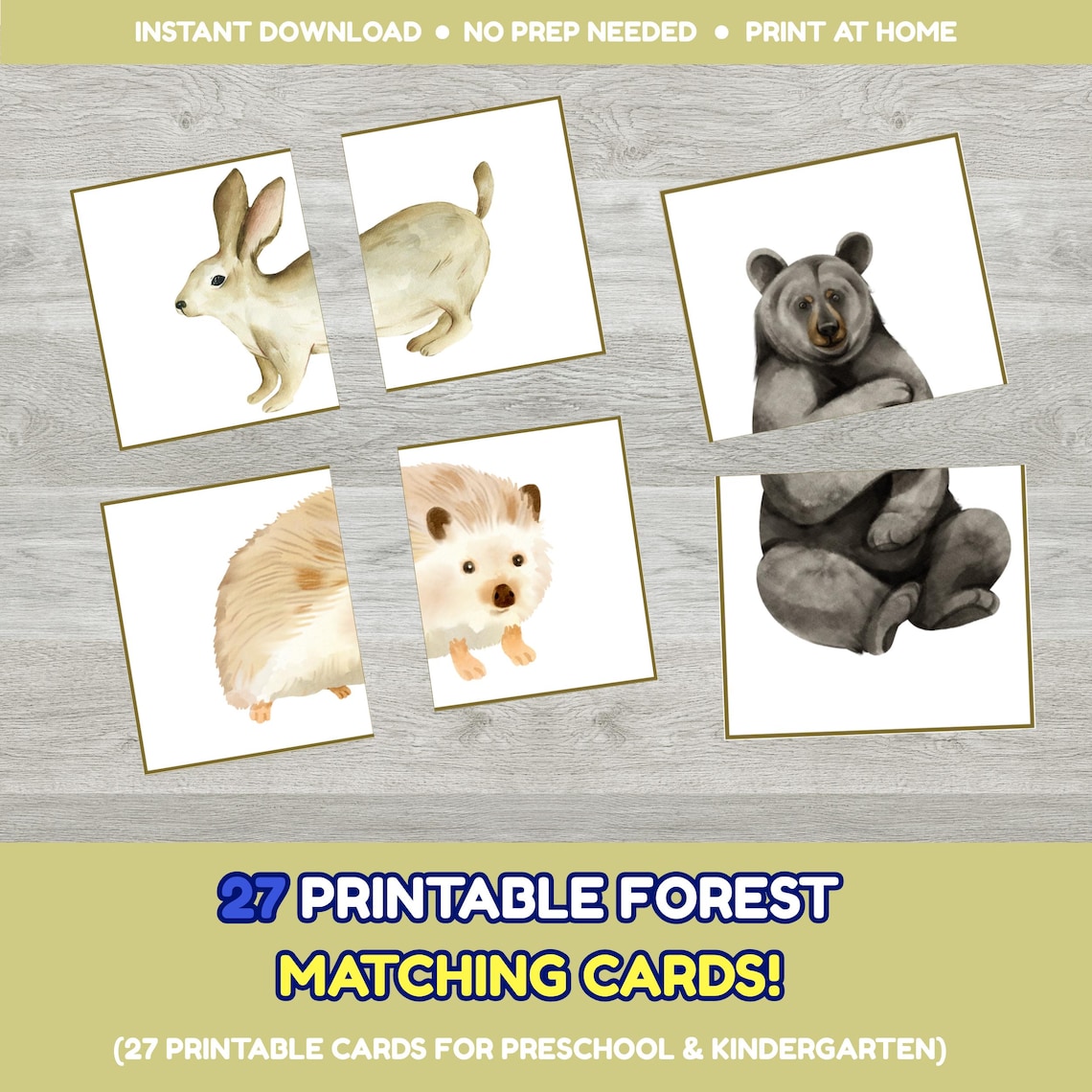 Forest Matching Game for Kids, Montessori Printable Activity, Preschool ...
