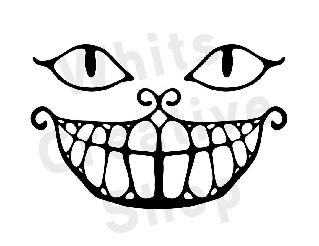 Chester Cat Sinister Grin Outline (alice in Wonderland Fan Art-digital ...