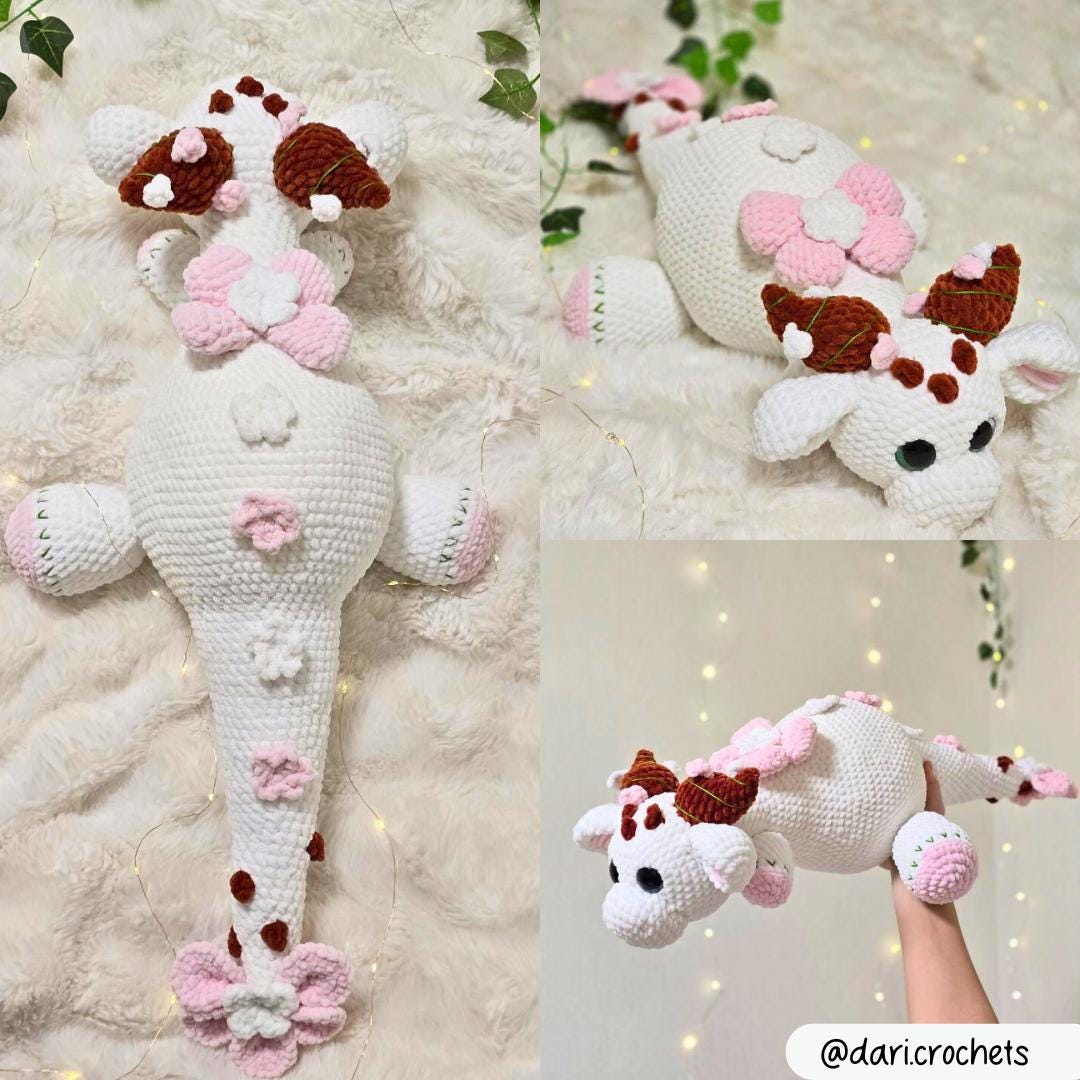 Crochet Blossom Dragon PDF Pattern, Kawaii Flowers Dragon - Etsy