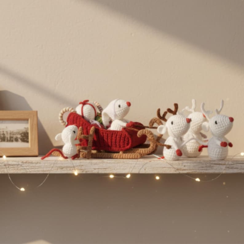 Christmas Crochet Pattern Mice Sleigh PDF | Amigurumi Reindeer Mice ...
