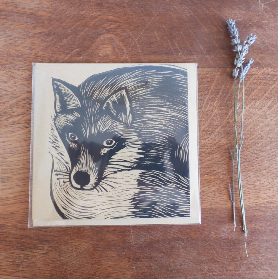 Fox Linocut Print Fox Linocut Print Card Hand Printed Fox | Etsy