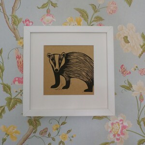Badger Linocut Print, Badger Greeting Card, Badger Linoprint, Kat ...