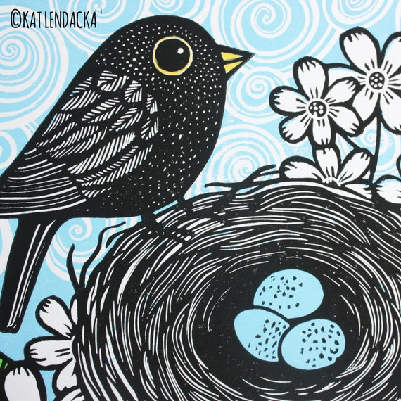 Linoleum Prints Birds