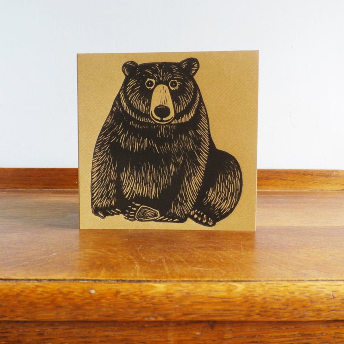 Bear Linocut Print, Bear Linoprint Card, Lino Print, Kat Lendacka - Etsy