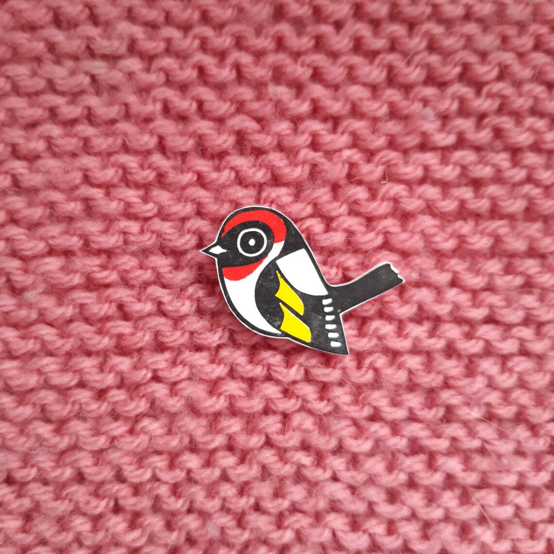Goldfinch Pin Goldfinch Badge Linocut Shrink Plastic Pin | Etsy