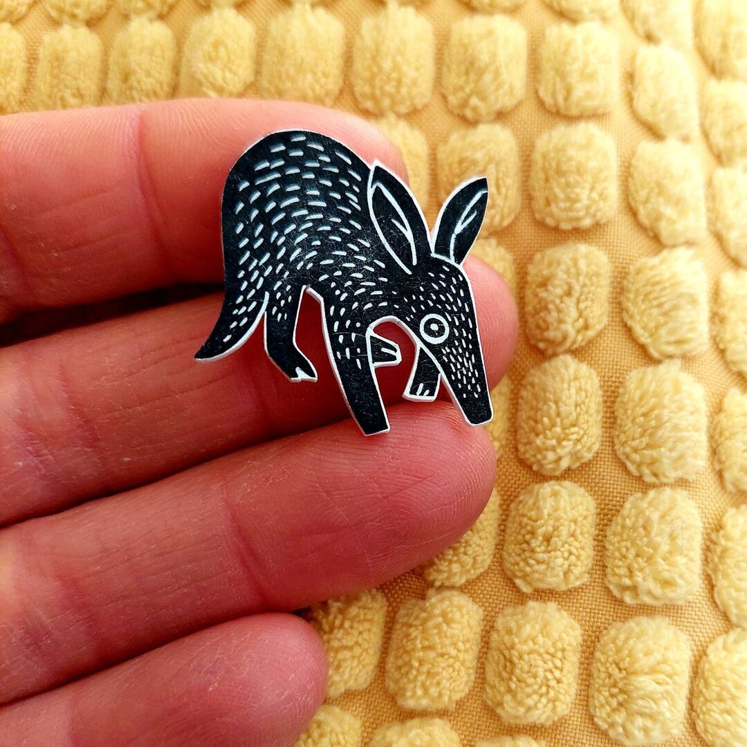 Aardvark Pin, Aardvark Badge, Jewelry, Aardvark Jewellery, Linocut, Kat ...