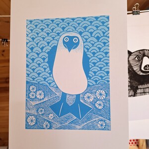 Blue Footed Booby Linocut Print, Blue Footed Boobylinocut Print, Kat ...