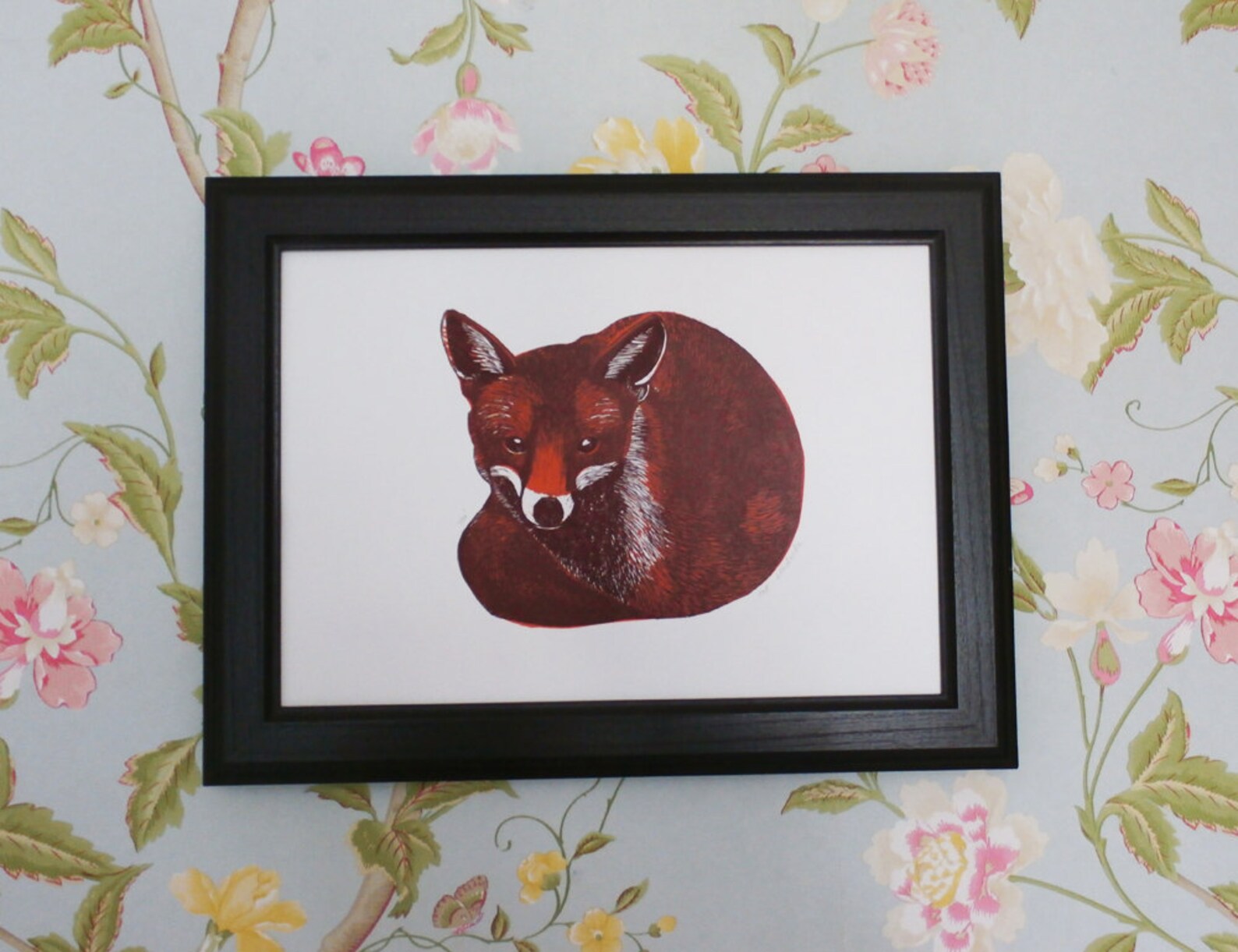 Fox Linocut Print 2 Color Multiblock Linocut Home Decor - Etsy