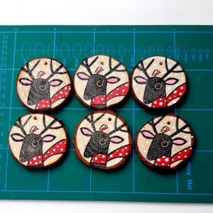 Reindeer Tree Decoration - Christmas Ornament - Hand Printed - Handmade ...