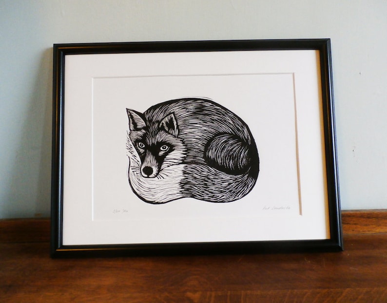 Fox Linocut Print Lino Print Block Print Limited Edition | Etsy