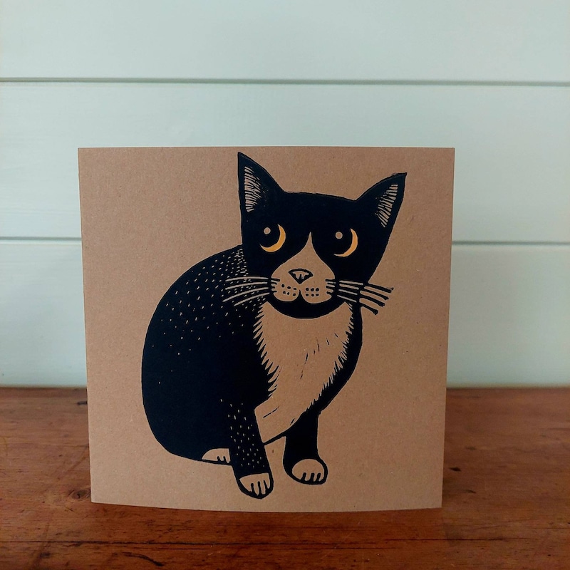Cat Lino Print - Etsy UK