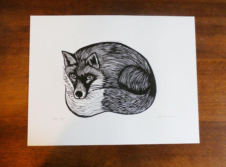 Fox Linocut Print Lino Print Block Print Limited Edition | Etsy