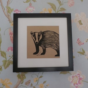 Badger Linocut Print, Badger Greeting Card, Badger Linoprint, Kat ...