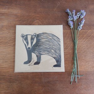 Badger Linocut Print, Badger Greeting Card, Badger Linoprint, Kat ...