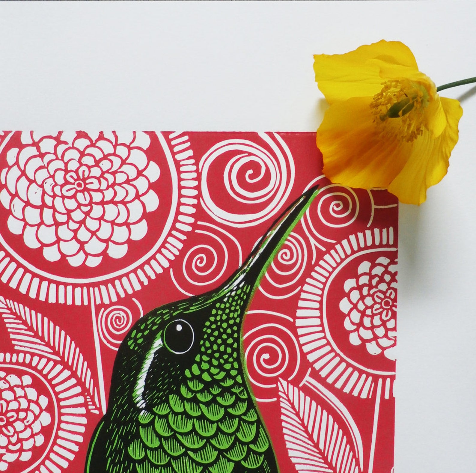 Hummingbird Print Hummingbird Linocut Print Linoprint Lino - Etsy