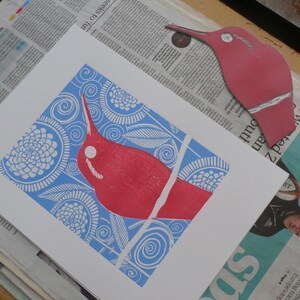 Hummingbird Linocut Print, Original Linocut Print, Signed Open Edition ...