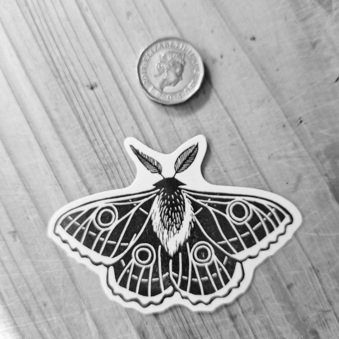 Polyphemus Moth, Temporary Tattoo, Mothmen, Moth Tattoo, Linocut ...