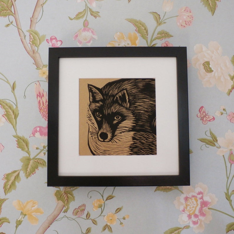 Fox Linocut Print Fox Linocut Print Card Hand Printed Fox - Etsy