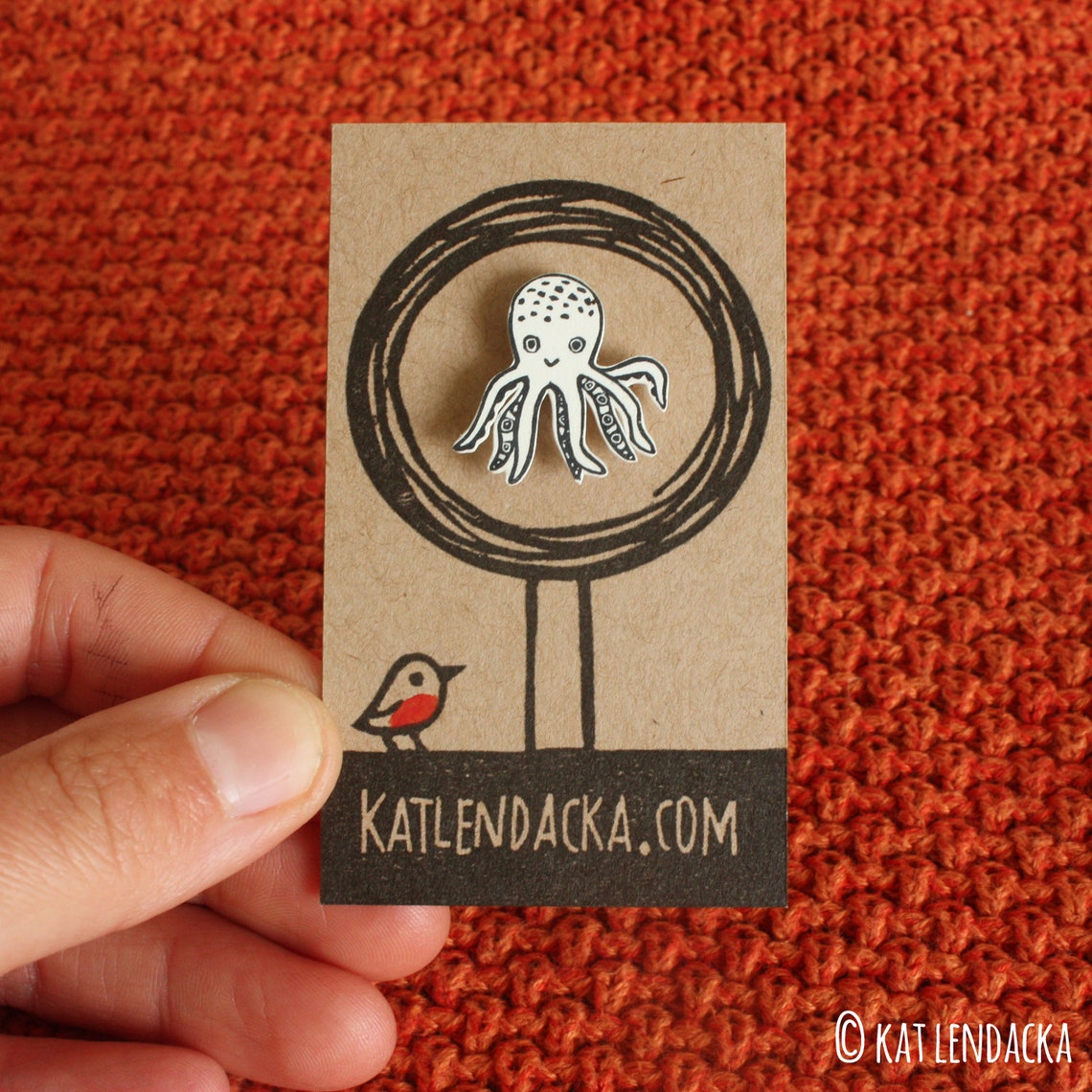 Octopus Pin Octopus Badge Linocut Shrink Plastic Pin Shrink - Etsy