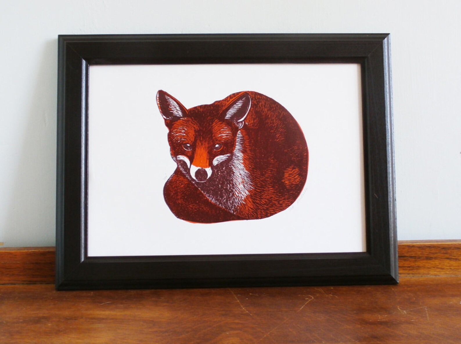 Fox Linocut Print 2 Color Multiblock Linocut Home Decor - Etsy