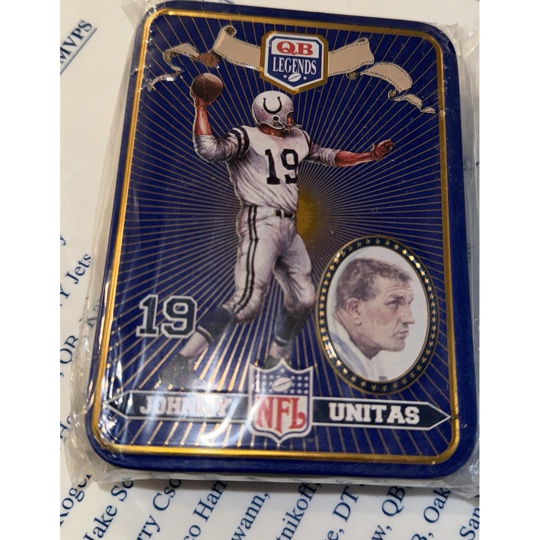 Johnny Unitas QB Legends Quarterback Tin - Two Sets of Playing Cards ...