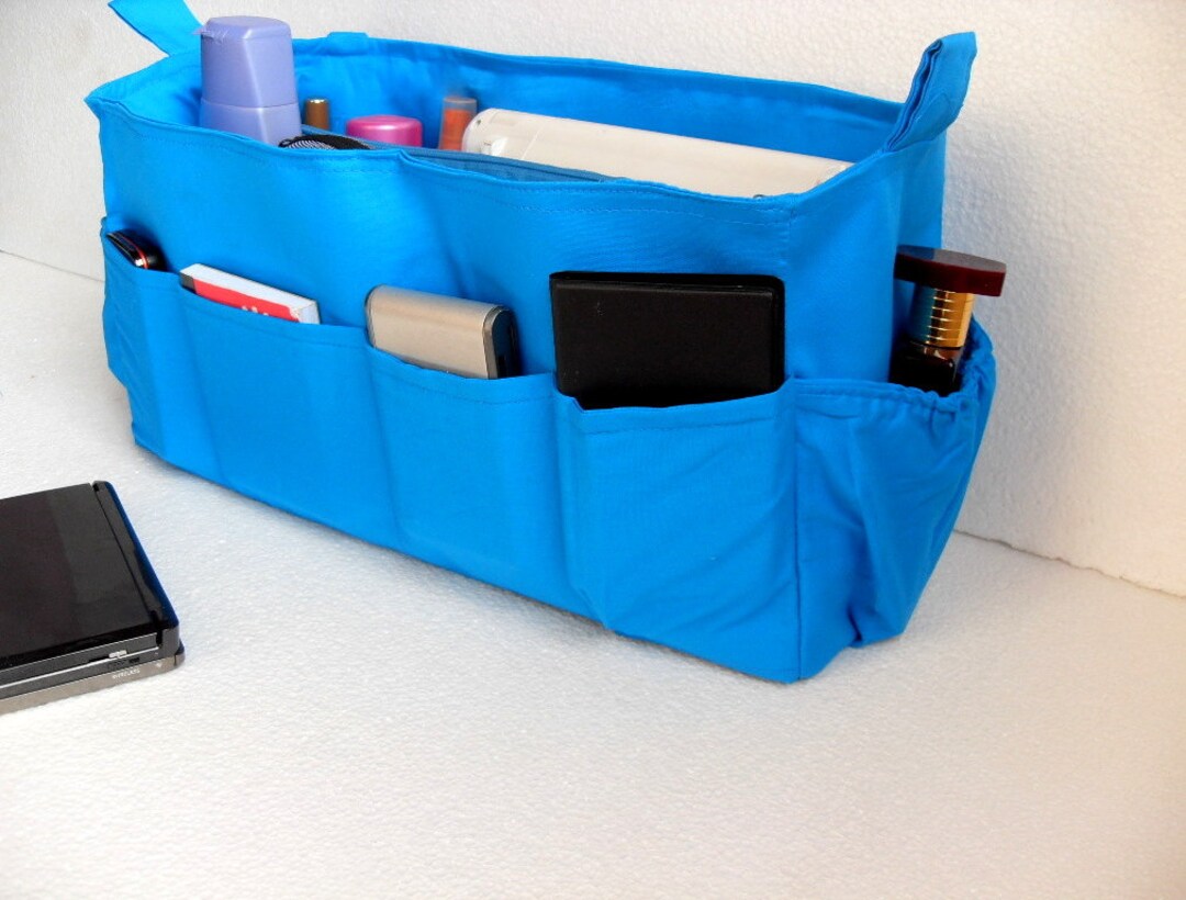 Extra Large Bag Organizer- Purse Organizer Insert in Blue Fabric - Etsy