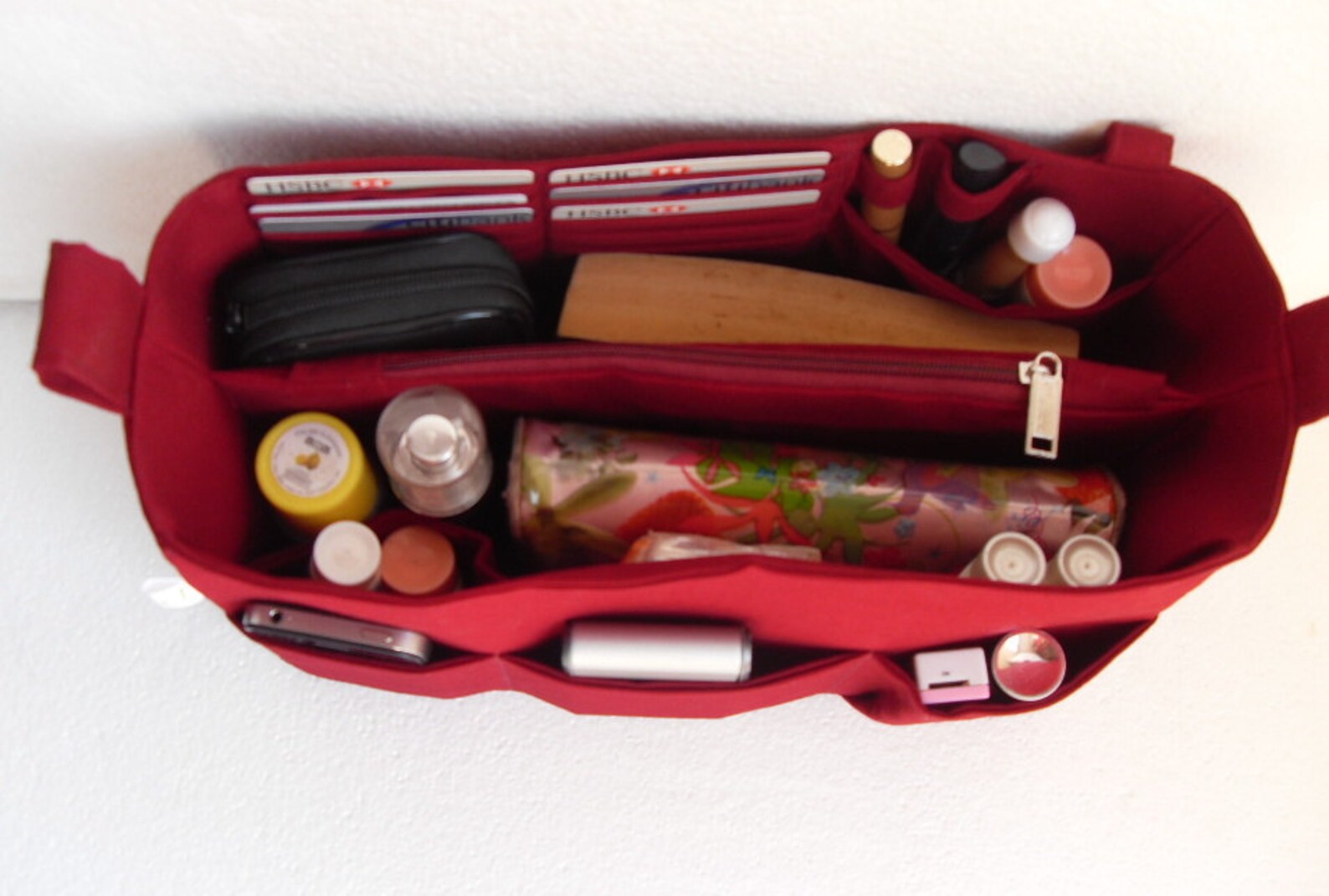 Large Bag Organizer - Purse Organizer Insert in Merlot Fabric - Etsy