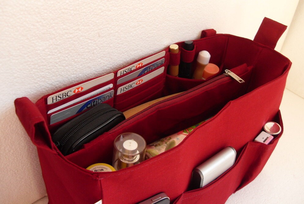 Large Bag Organizer - Purse Organizer Insert in Merlot Fabric - Etsy