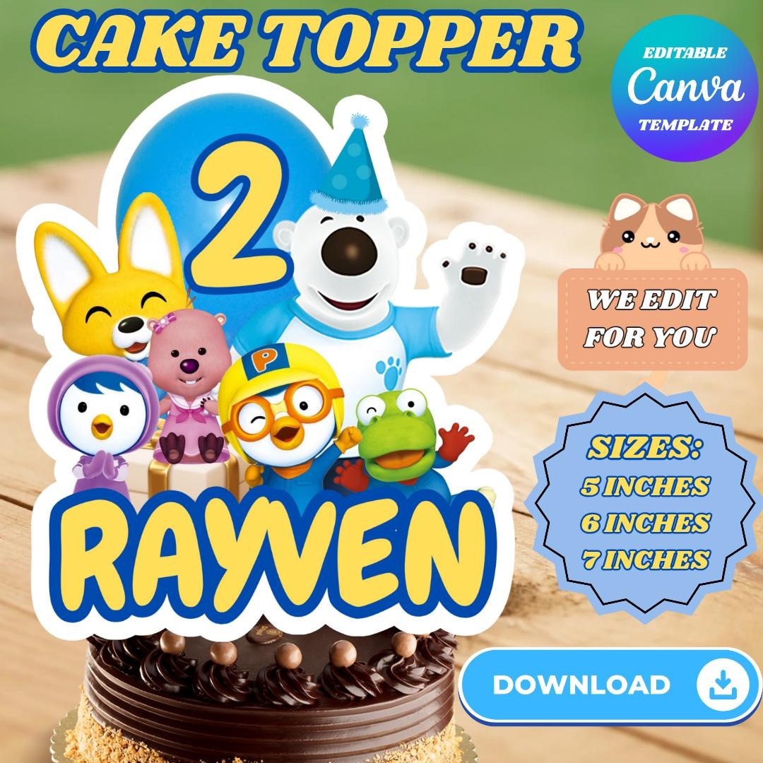 Pororo Cake Topper Pororo Birthday Template Pororo Design Pororo ...