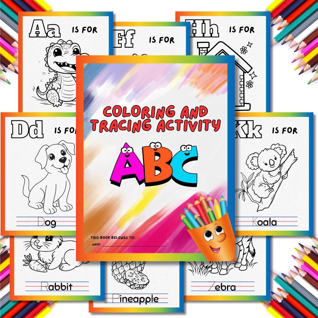 Alphabet Tracing Coloring Book for Kids (digital Download) - Etsy