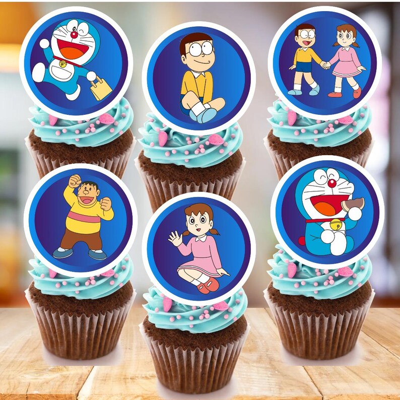 Doraemon Cupcake Topper Doraemon Cupcake Template Doraemon Decor ...