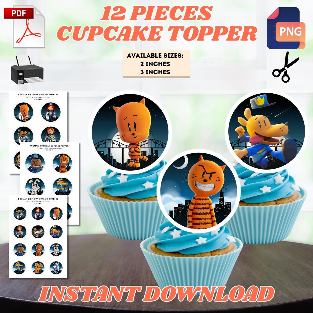 Printable Dogman Cupcake Topper Birthday Template Digital File ...