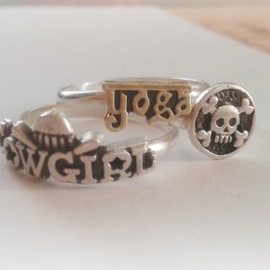 Pirate Skull Ring Sterling Silver Skiny Skull and Bones Ring - Etsy